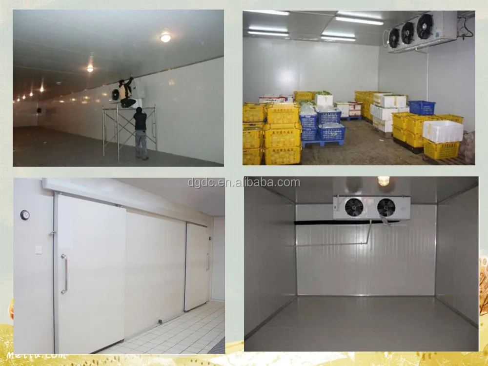 Ruang penyimpanan dingin, kulkas pendingin udara jalan di ruang dingin ...