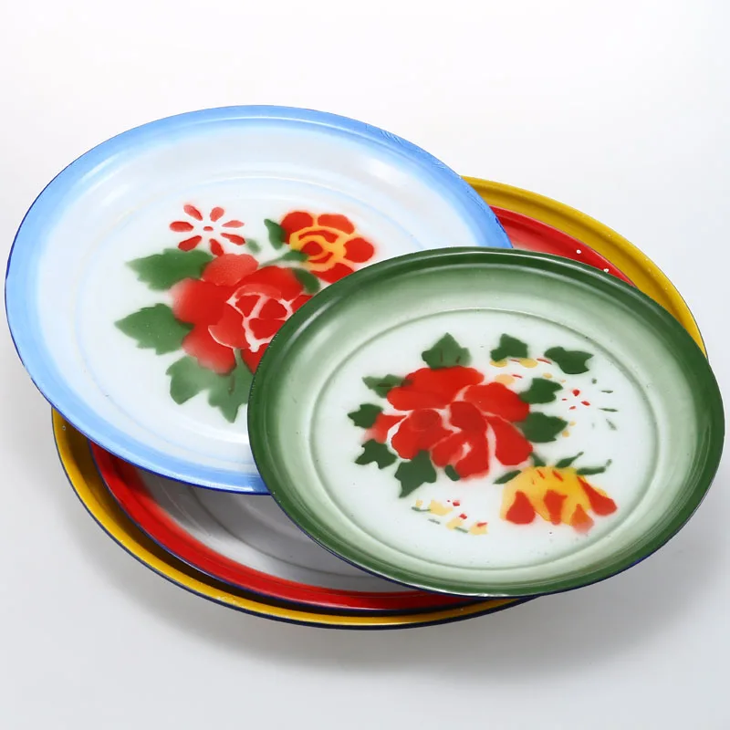 Factory Wholesale Colorful Custom Logo Round Enamel Tray For Cookware ...