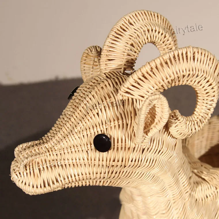High End Natural Indoor Sheep Decor Stand Rattan Animal Shaped Planter ...