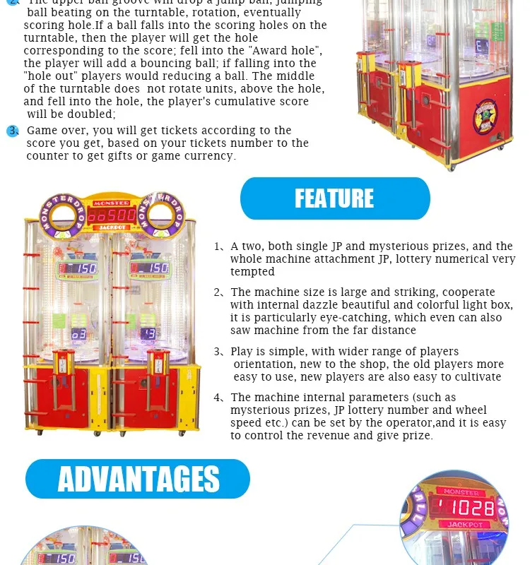 Popular Monster Drop Coin Operated Arcade Game Machine - Oem Available