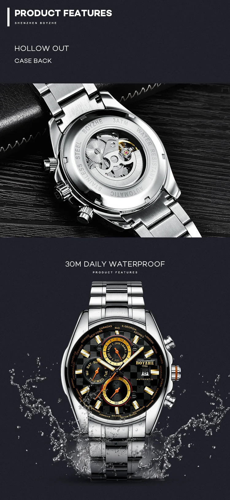 Men Waterproof Sport Automatic Mechanical Business Wrist Watches Top ...