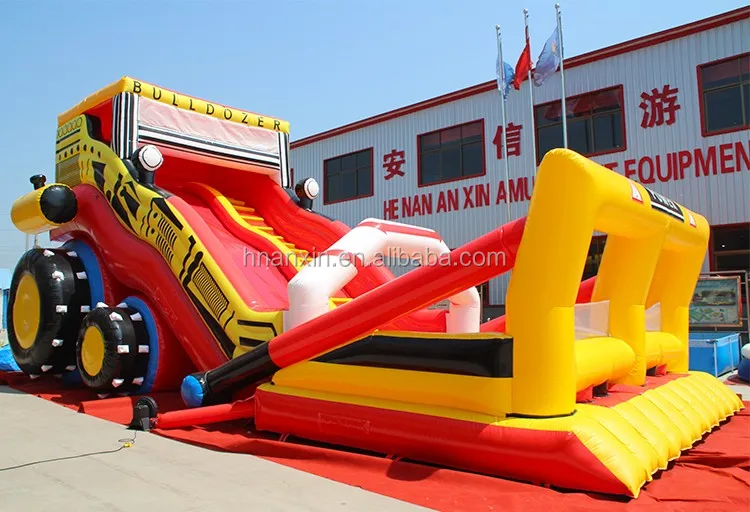 New Design 3d Digger Engineer Truck Shape Inflatable Excavator Slide ...