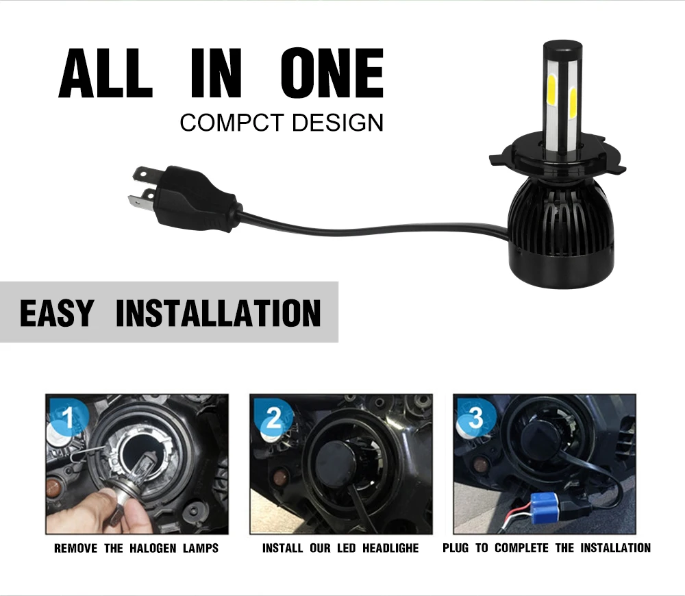 2016 6000k White Headlight Automatic Car Led 8000 Lumen 12 Volt Auto ...