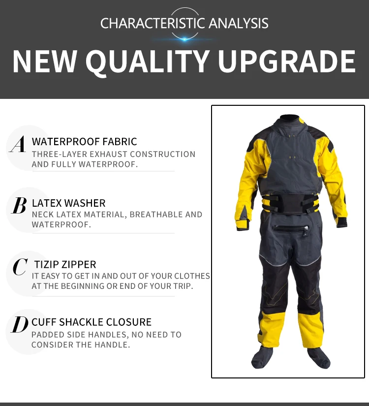 Wholesale 3 Layer Waterproof Breathable Drysuit for Kayak - Latex ...