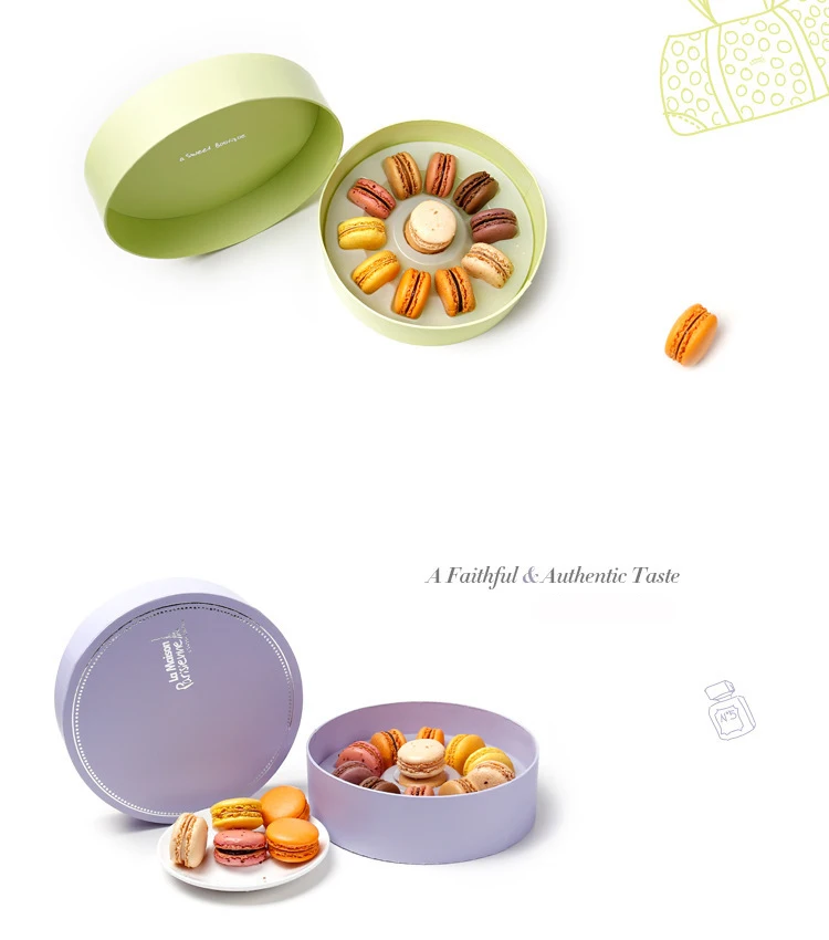 Elegant Round Cardboard Donut Macarons Box with Insert