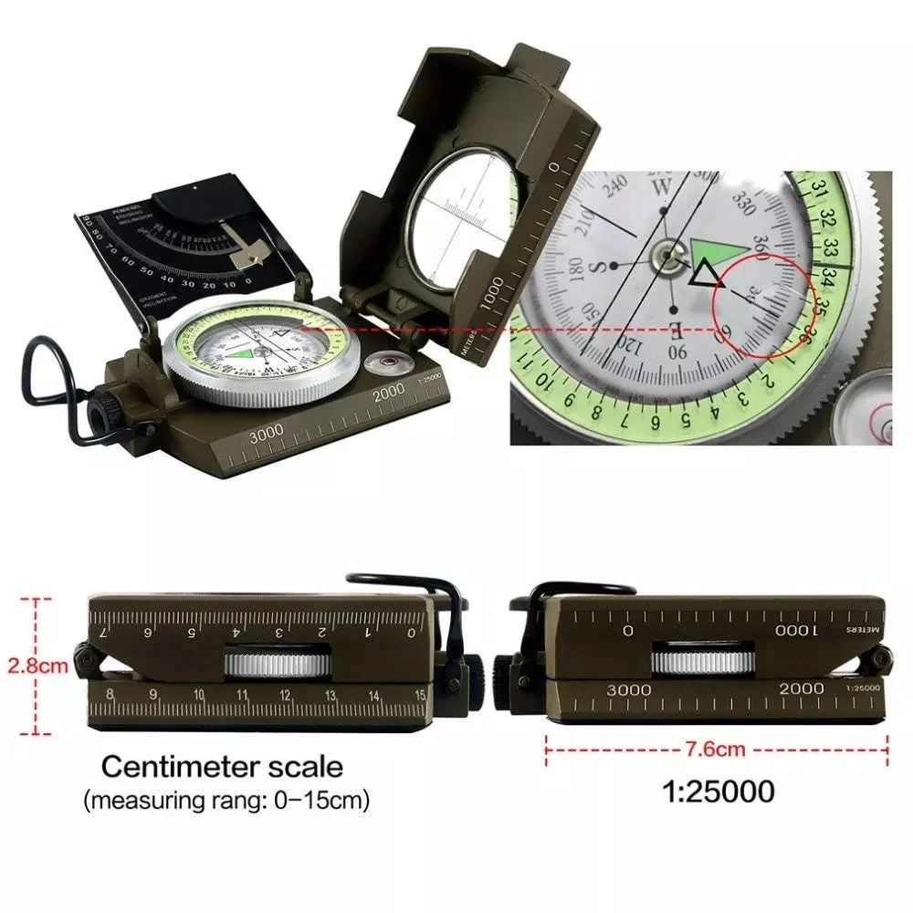 Multifunctional Waterproof Military Geological Marine Magnetic Compass ...