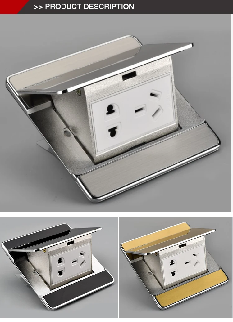 High Quality 2 Gang Decoration Universal Electric Power Floor Plug ...