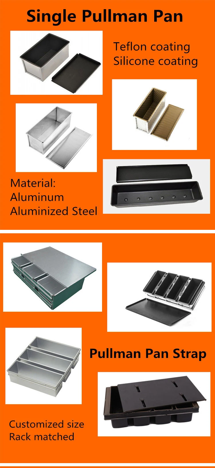Custom Made Commercial Bakeware Non Stick Strap Loaf Pan Toast Bread ...