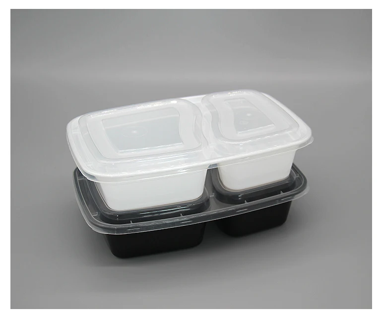 Takeaway Disposable Plastic 2 Compartment Box Hot Food Packaging With ...