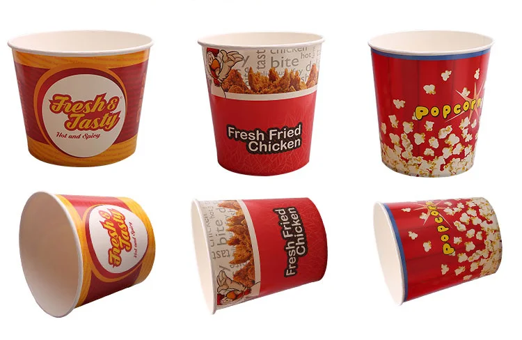 Custom Logo White Cardboard Disposable Packaging Buckets