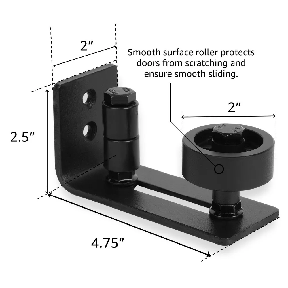 Matte Black Adjustable Wall Mount Anchor Barn Door Stay Floor Roller ...