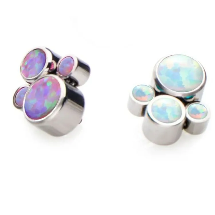 Titanium 3,4,5 Synthetic Opal Flower Micro Dermal Anchor Cluster Tops ...