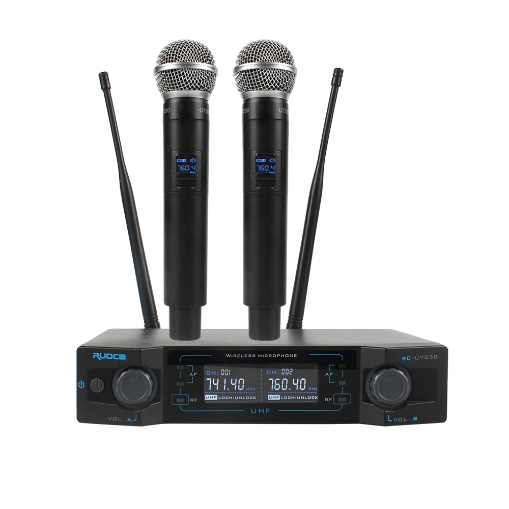 Rc-u7050 Professional Wireless Vocal Mic Set 2 Uhf Dynamic Handheld ...