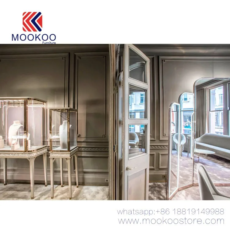 Luxury Jewelry Shop Display Showcase with LED Light