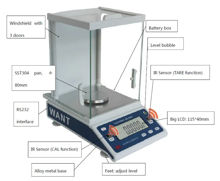 Fa-h 0.1mg 0.0001g Digital Lab Analytical Precision Electronic Balance ...