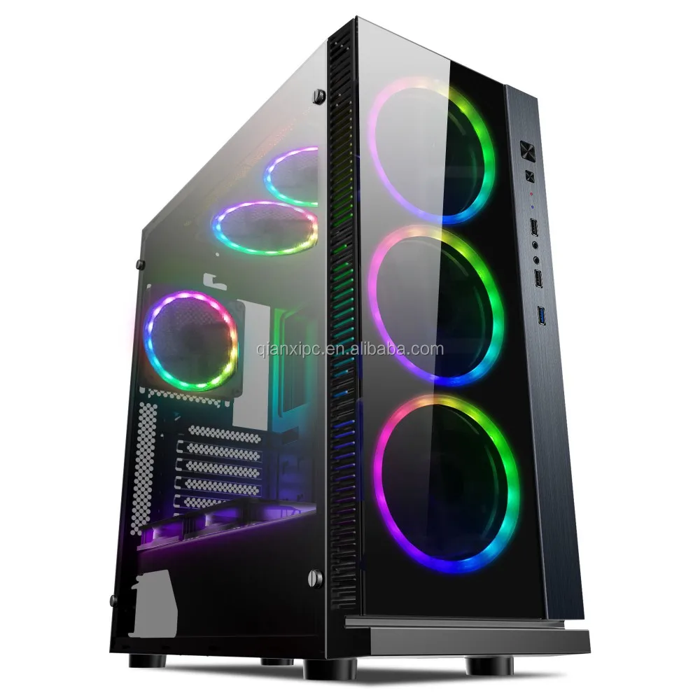 470A-W3 Tempered Glass ATX Gaming Case - Support RGB Fans