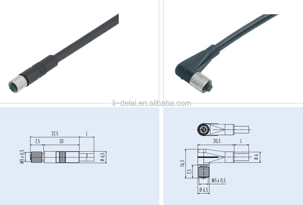 Binder M5 Male Female Molded Cable Connector, Waterproof Circular ...
