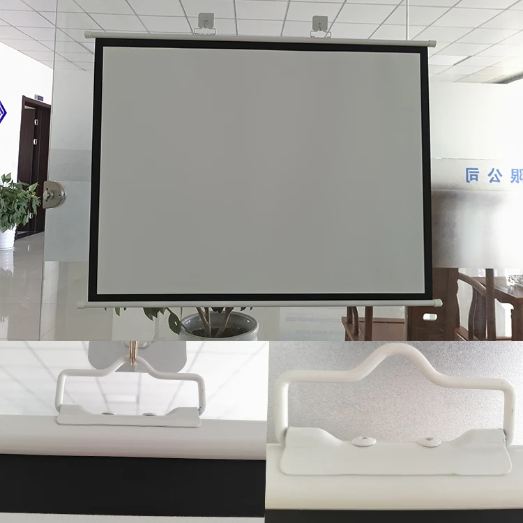 4:3 Simple Hanging Screen HD Home White Plastic Projection