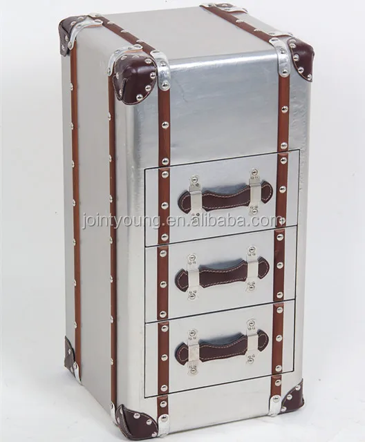 Antique Metal Trunk Box Covered With Vintage Aluminum - Buy Metal Trunk ...