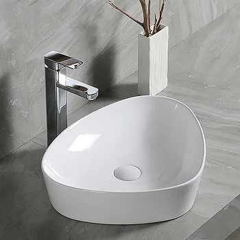 Singapore Ceramic Shell Shaped Bathroom Countertop Triangle Shape Sink ...