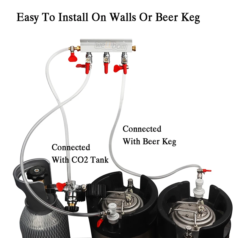 Homebrew 4 Way Gas Distributor Aluminum Co2 Splitter Beer Gas Manifold ...