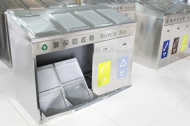 Outdoor Stainless Steel Recycling Chute Bin 4 Compartments