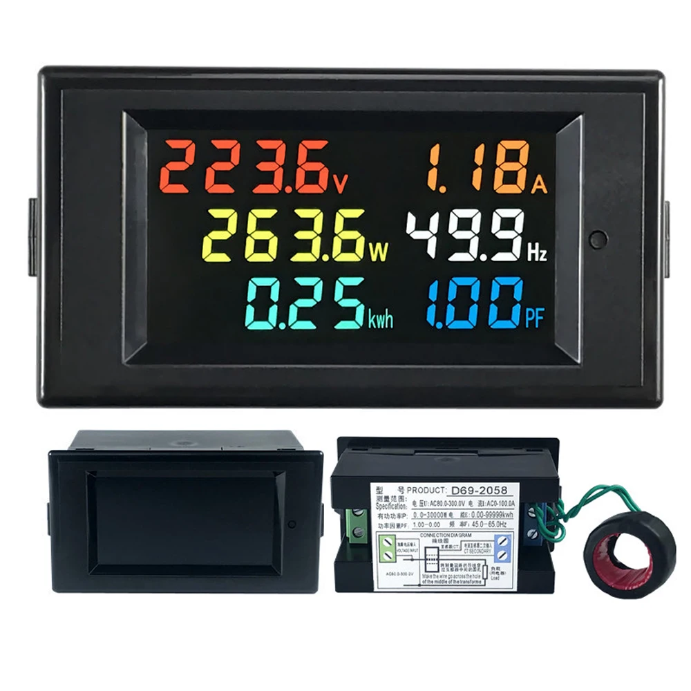 D69-2058 Multi-function Digital Meter Measure Ac Voltage/current/active Power/power Factor/power ...