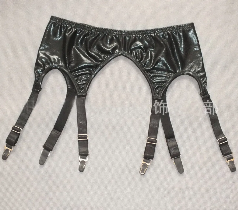 New Black Sexy Metal Clips Garter Gothic Harajuku Style Faux Leather ...