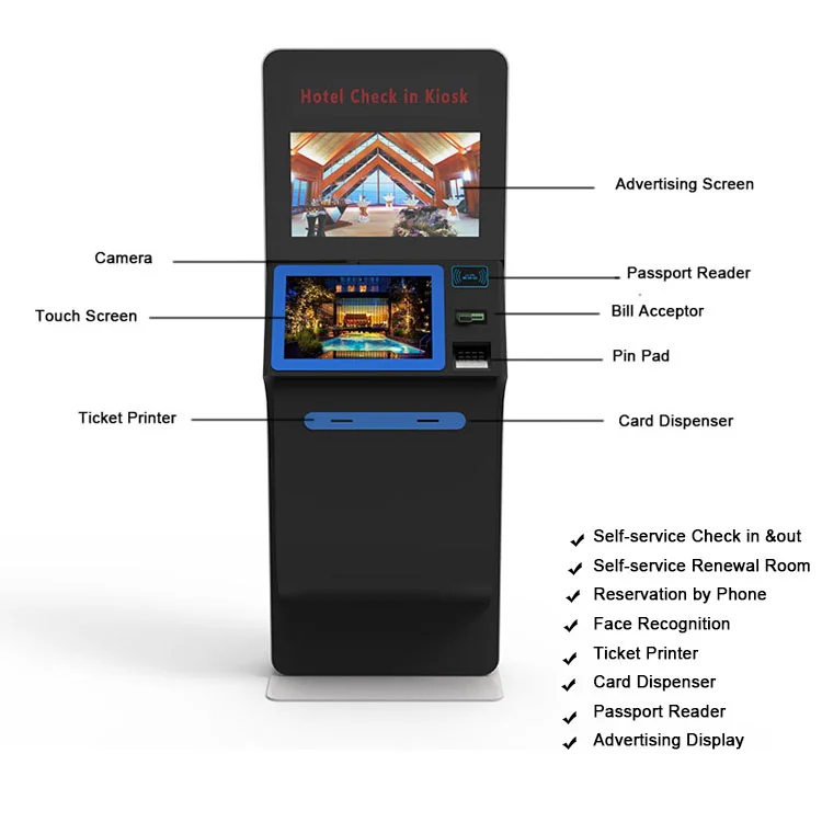 Smart Key Card Issuing Machine For Hotel Check In And Out Lobby Kiosk ...