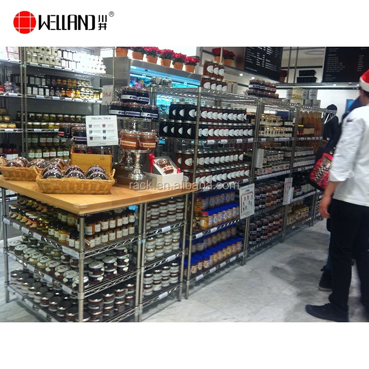 4 Tiers Grocery Display Wire Rack,Stackable Canned Food Rack Organizer ...