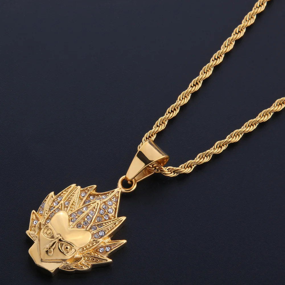 Dragon Ball Super Saiyan Pendant Necklace - Iced Out Charm