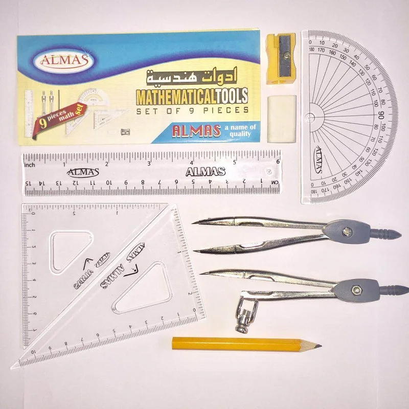 9pcs School Stationery Math Set With Compass,Stationery Set,Geometry ...
