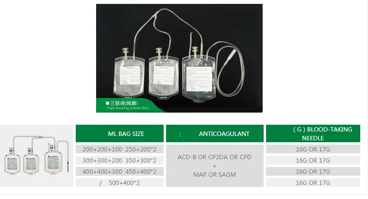 Single Double Triple Blood Bag 250 Ml 300ml 400ml 450ml 500ml - Buy ...