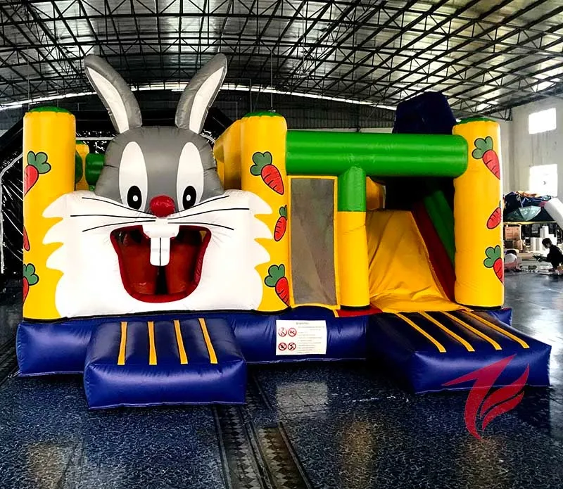 Giant Inflatable White Rabbit Inflatable Bouncy Castle House with Slide ...