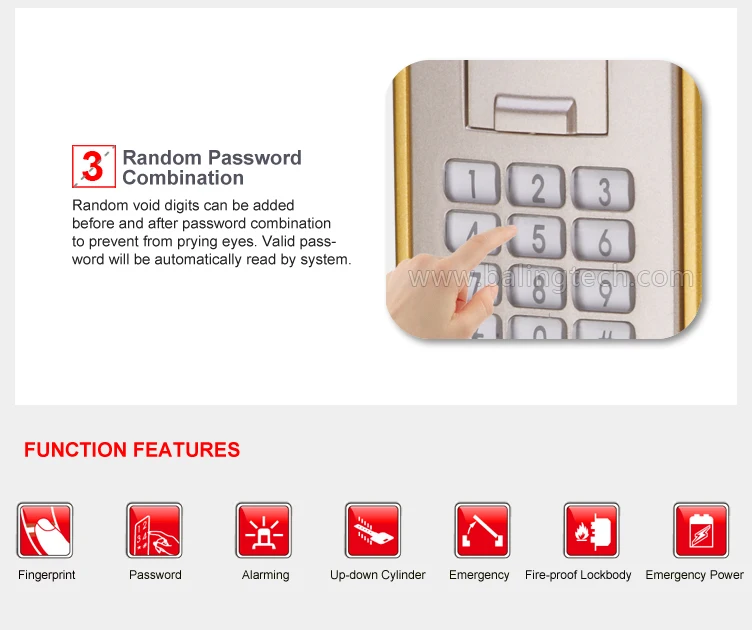 biometric cipher lock with fingerprint keypad password function MZ-6072 ...