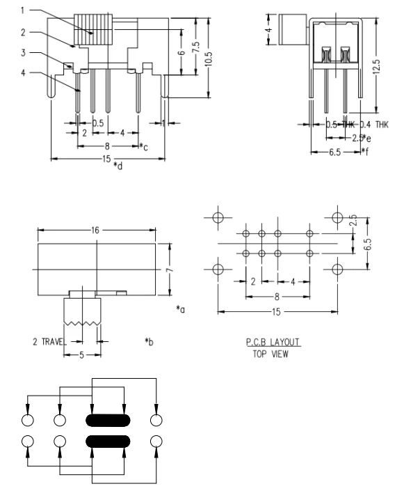 8 Pin 2 Position Mini Size Slide Switches For Security Products - Buy ...