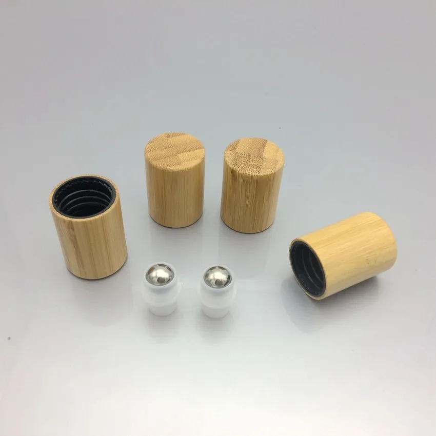 Roll-on Bamboo Wood Roller Ball Bottle Caps Round Bamboo Wooden Cap ...