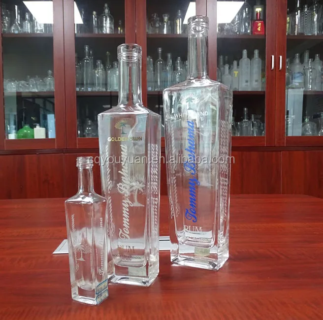 Square Thick Rum Bottle 750ML - Unique Shaped Tequila Glass Bottles