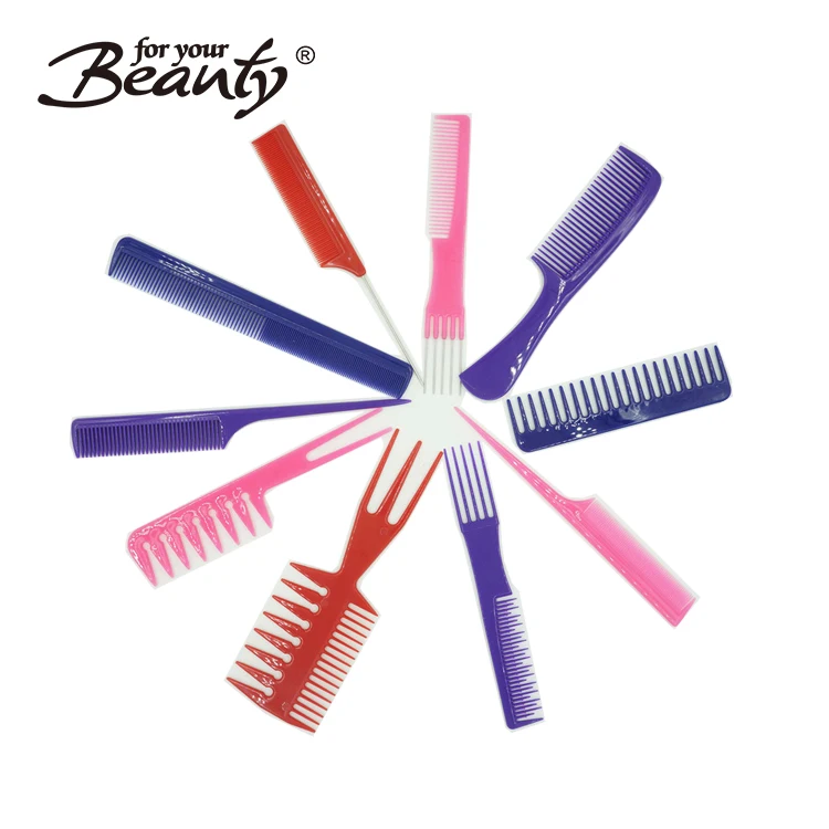 10pcs In One Full Set Professional Salon Hair Styling Pink Hair Comb ...