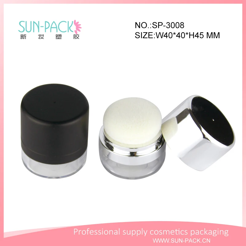 Empty Loose Powder Containers Mini Black Round Compact Powder Case ...