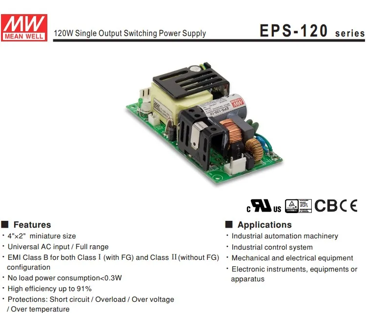 Mean Well Eps-120-12 Catu Daya 120w 12v Bingkai Terbuka Catu Daya Pcb ...