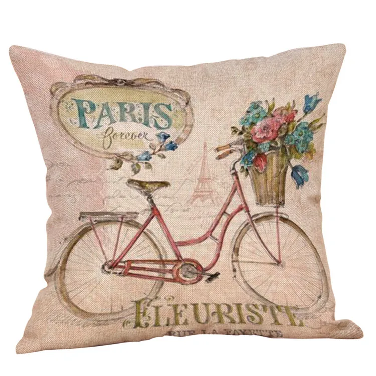 Vintage Bike Throw Pillow Case Bicycle Cushion Cover,2019 Newest Design ...