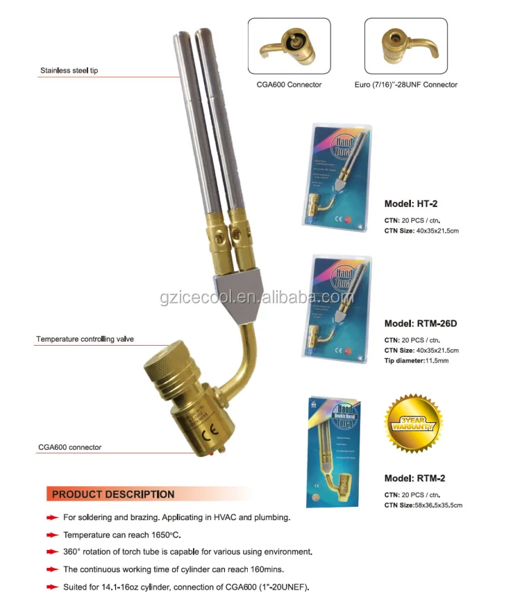 Safety Hvac Dual Tube Hand Torch Welding Rtm26d Mapp Gas Welding Torch ...