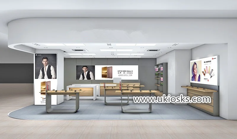 Wood computer phone store furniture , electronic laptop store furniture