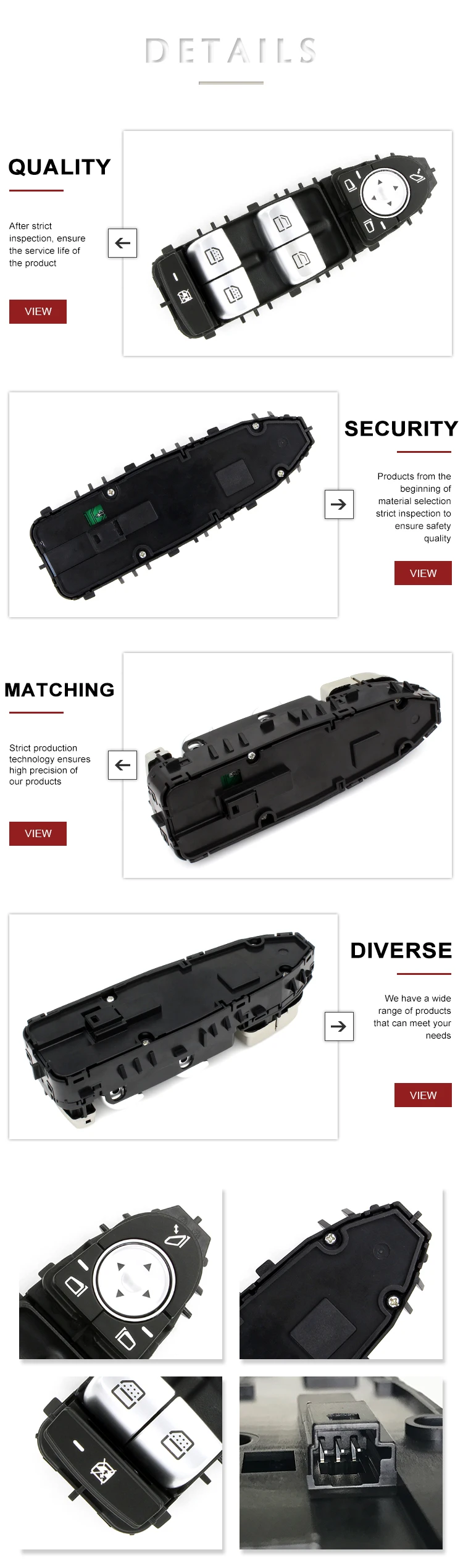 Profession Electric Power Window Main Switch For Mercedes Benz ...