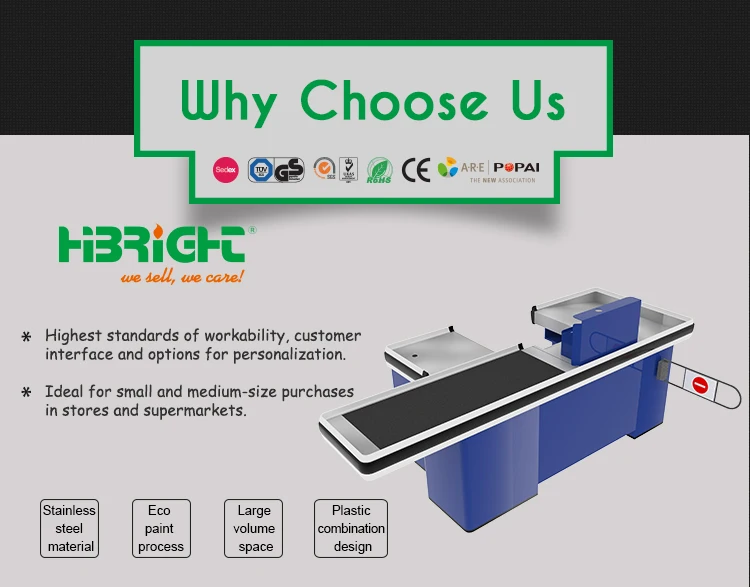 Supermarket Cashier Cash Desk Checkout Counter With Automatic Belt For ...