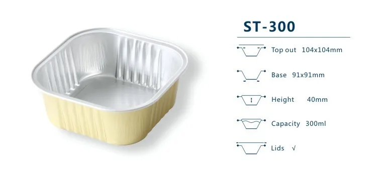 300ml Square Sealable & Retort-able Aluminum Tray With Lid Used To Pet ...