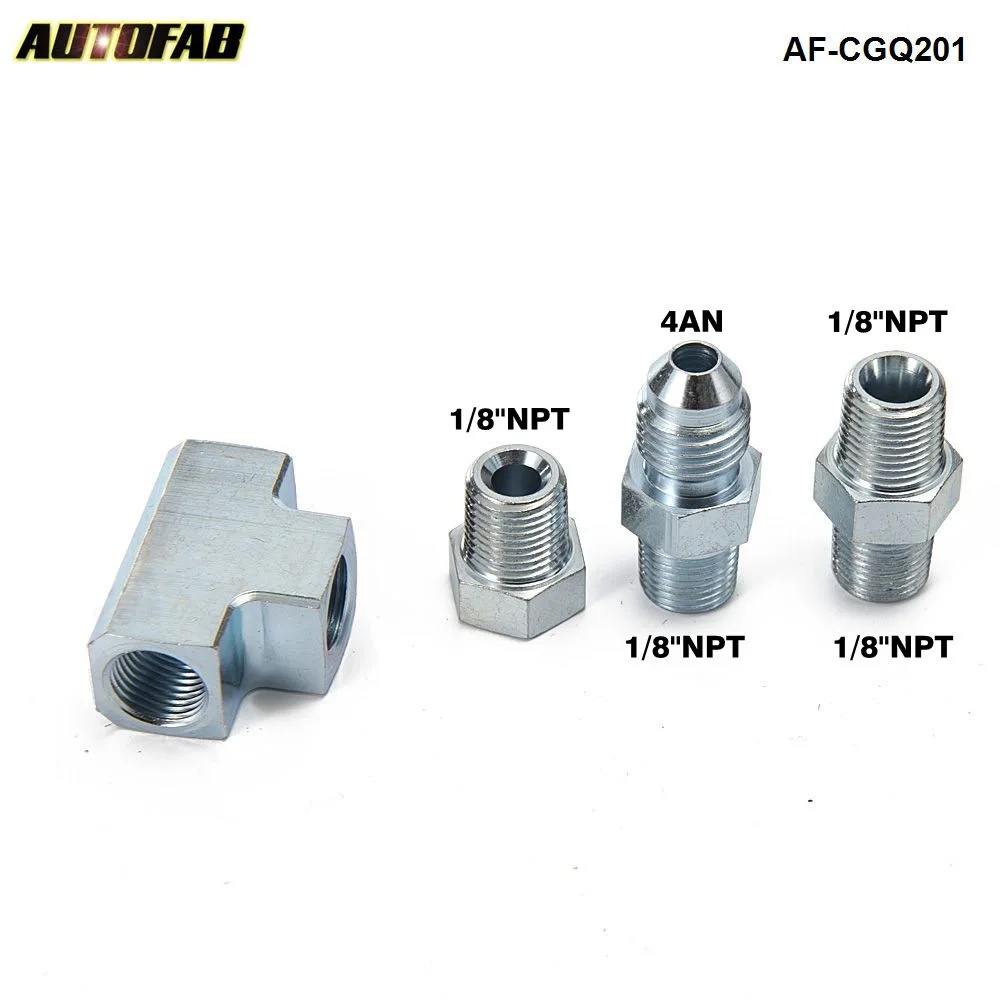 Autofab -turbo Adapter Tee Fitting 1/8npt To 4an W/ Plug Block Oil Feed ...