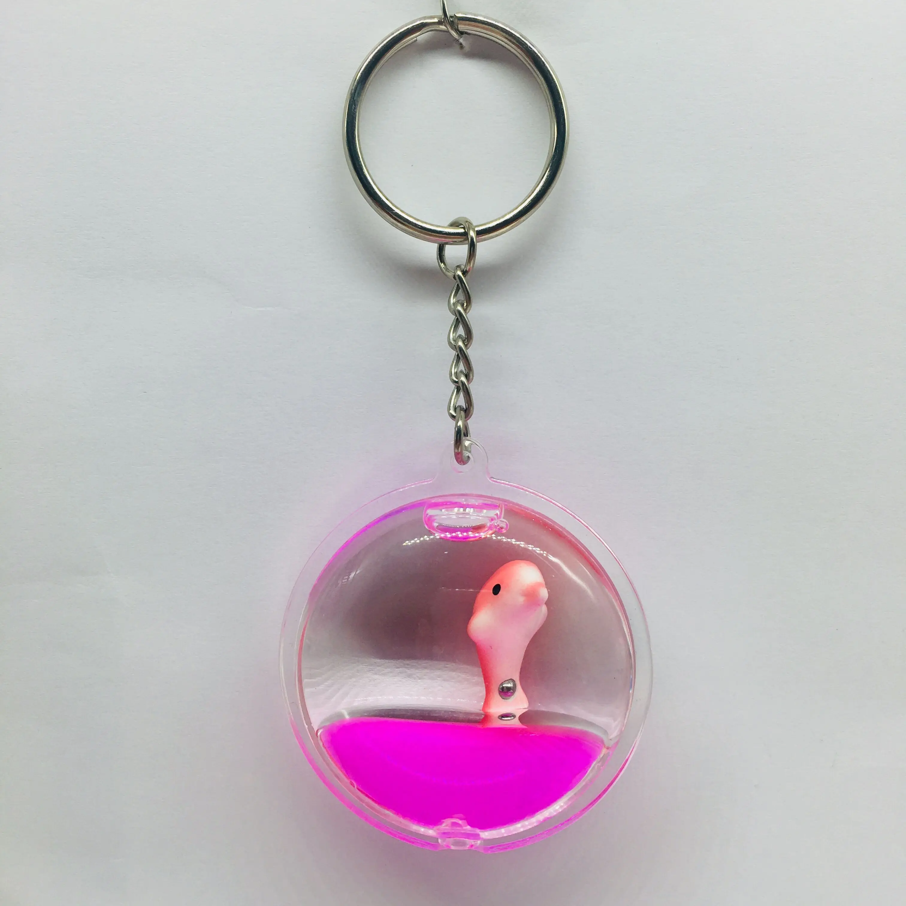 Pink Liquid Keychain With Cute Dolphin Floater Inside 3d Floater ...