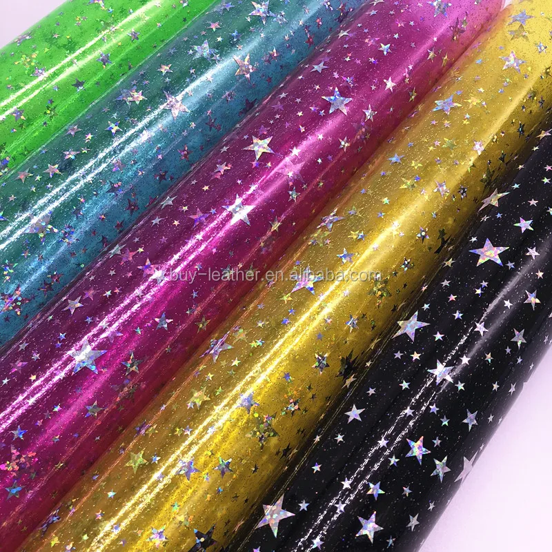 0.5mm X 48inch PVC Glitter Film with Stars Fabric - Buy Leather